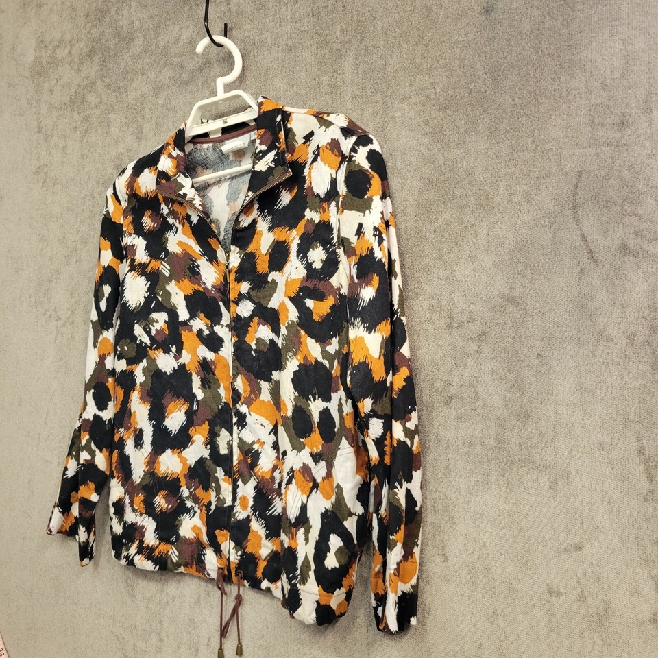 Hot Cotton Linen Jacket Top Shacket Womens Small Drawstring Hem Full ...