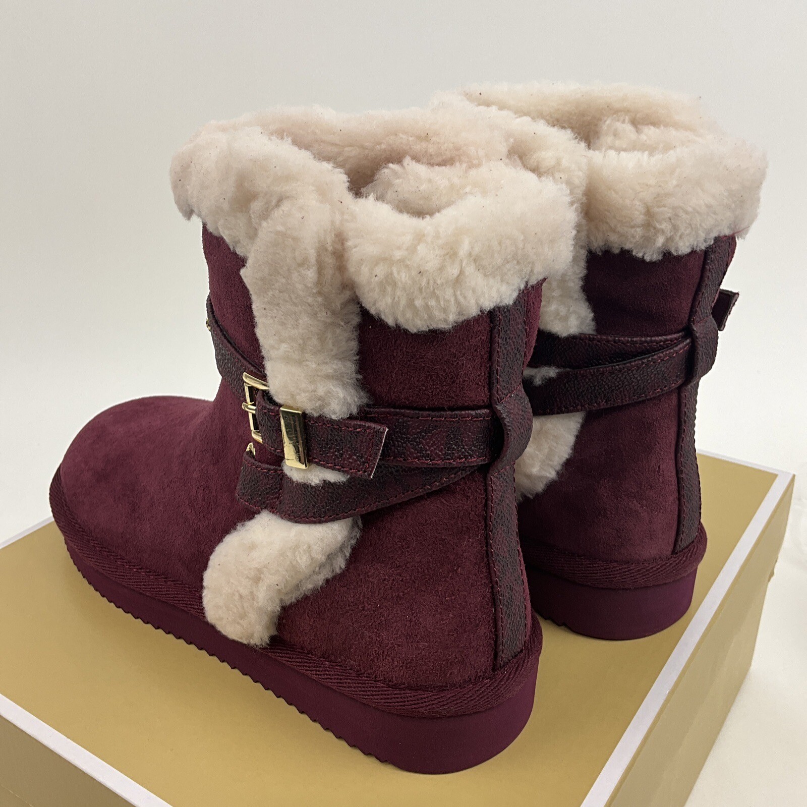 Michael Kors Women’s US, Size 6 Tracey Winter Boot Merlot Red Suede Fur ...