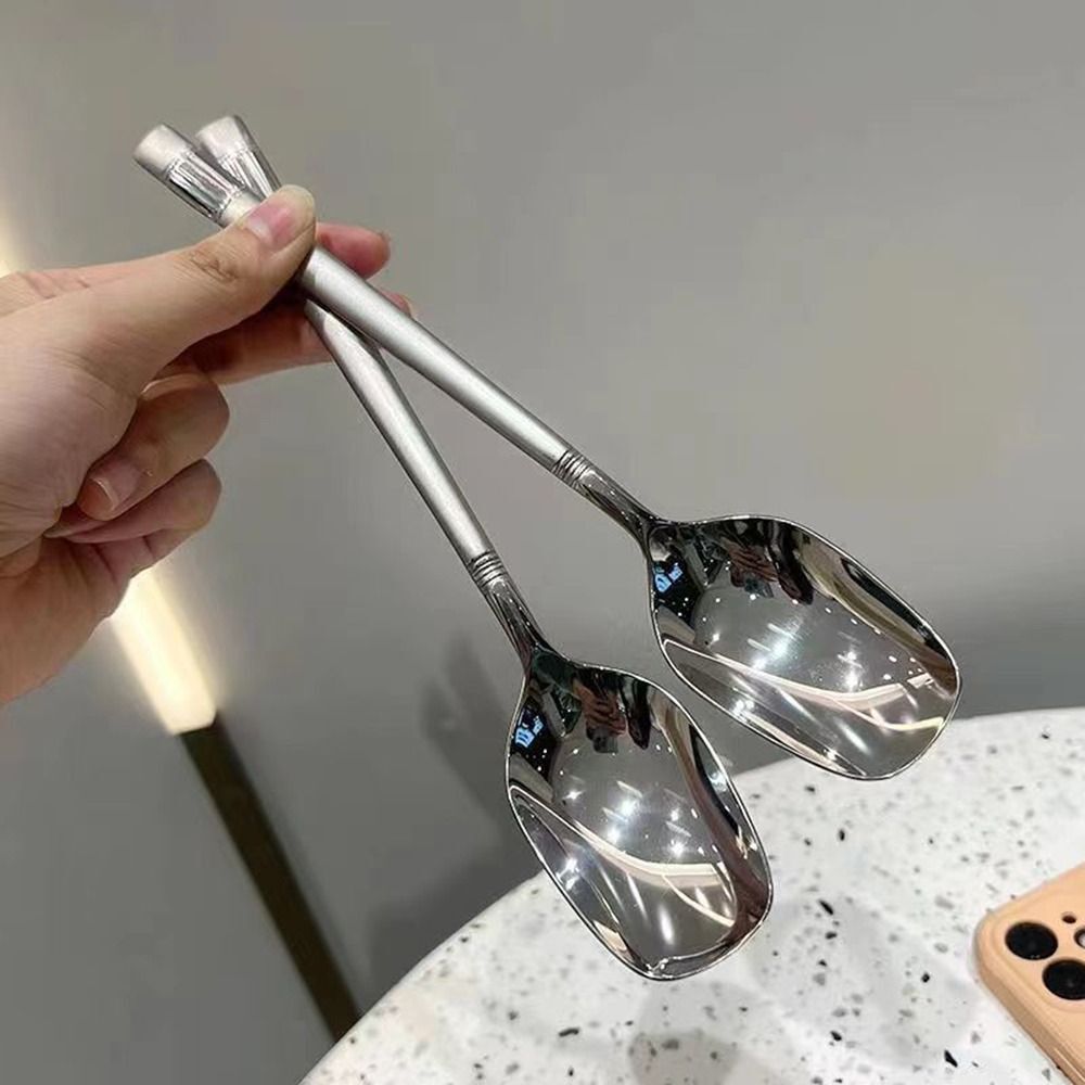 2Pcs Thickened Soup Spoon Household Spoon New Stainless Steel Spoon ...