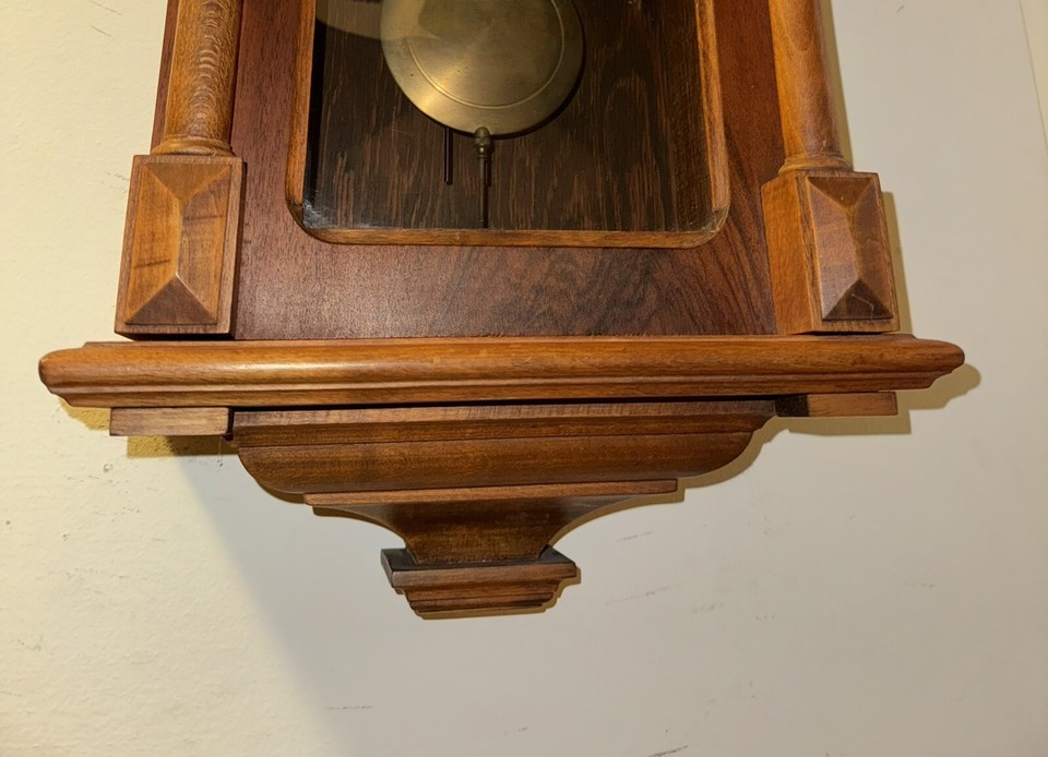 Antique German Box Regulator Wall Clock, Westminster Quarter Strike ...