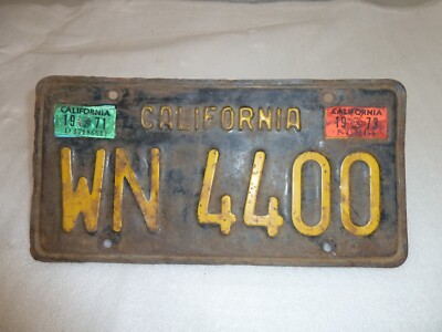 Vintage 1960’s,70s California Black License Plate # wg 6231 Single | eBay