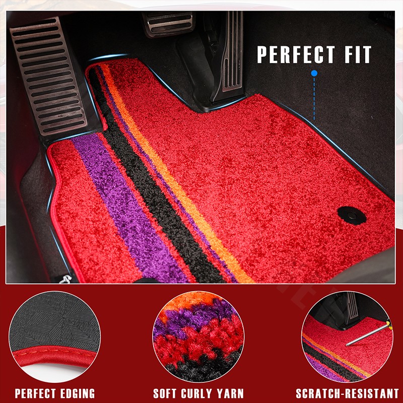 Front Red Soft Floor Mats Carpet Nylon Liner for Corvette C8 Z51 Z06 ...