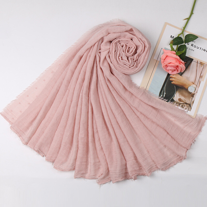 2pcs Solid Color Cotton Scarves Muslim Women Hijabs Shawls Breathable ...