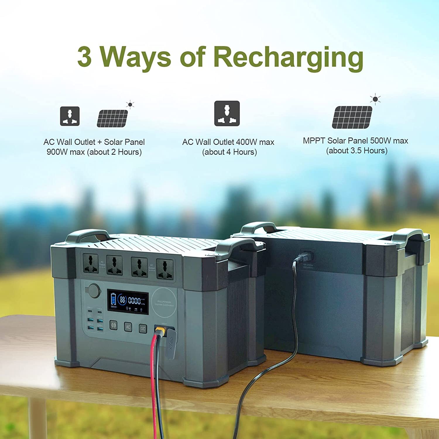 2000W Portable Power Station Solar Generator kit 120W Foldable Solar ...