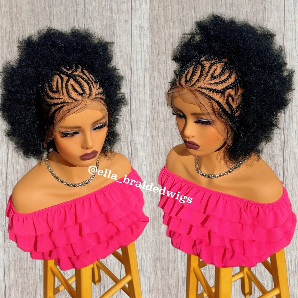 Ready To Ship Afro Kinky Conrow Front Conrow Wig Braided Wigs For Black ...