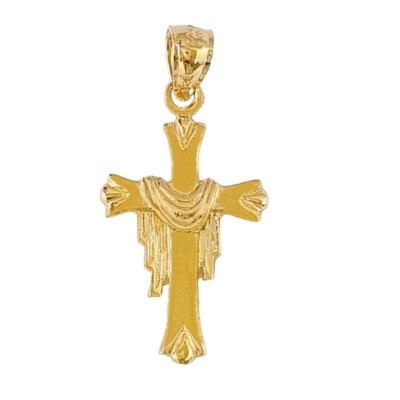 14k Yellow Gold Cross with Shroud Pendant / Charm, Made in USA | eBay