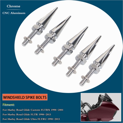 Chrome CNC Spike Fairing Windshield Bolts For Harley Road Glide FLTR ...