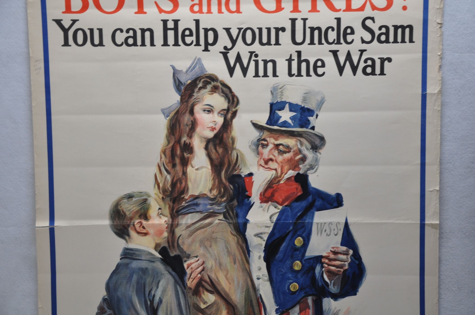 "Boys and Girls! You Can Help Your Uncle Sam" WW1 War Stamp Poster (30 ...