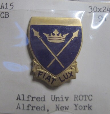 Army crest DUI DI cb JROTC ROTC Program ALFRED UNIVERSITY Ny New York ...