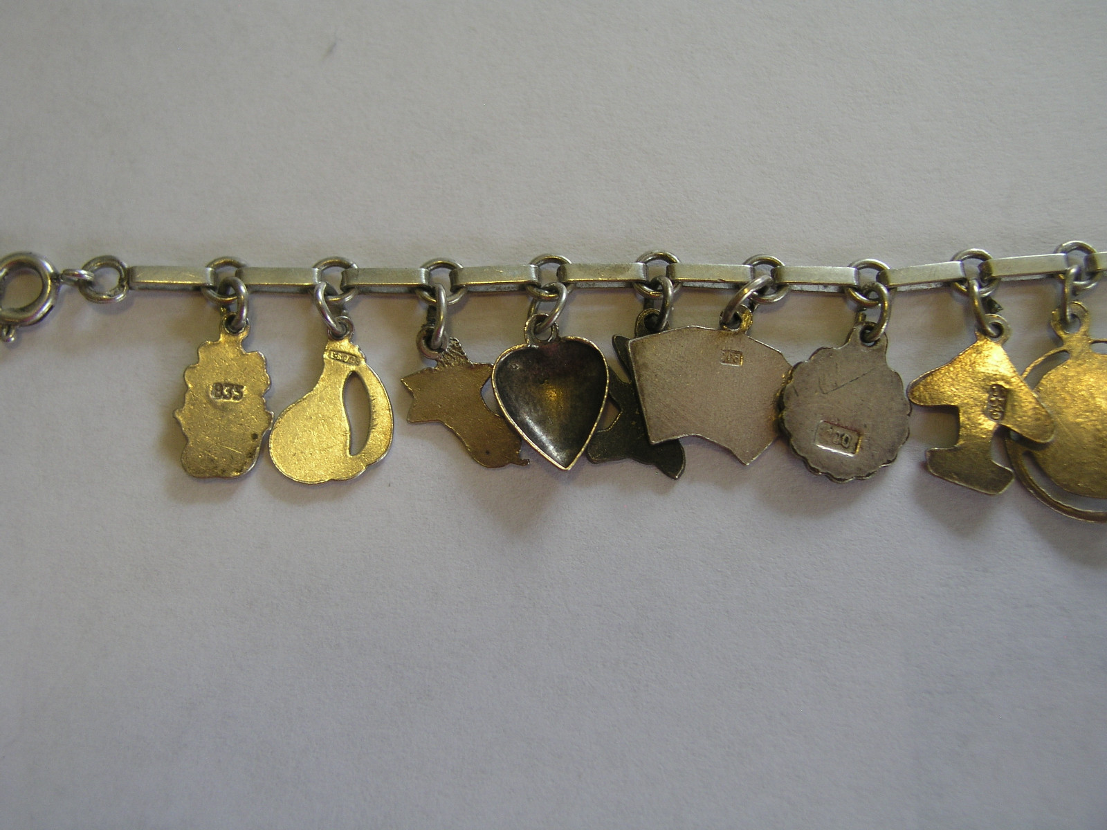 RARE VINTAGE ANTIQUE GERMAN SILVER ENAMEL LUCKY CHARM BRACELET 20 ...