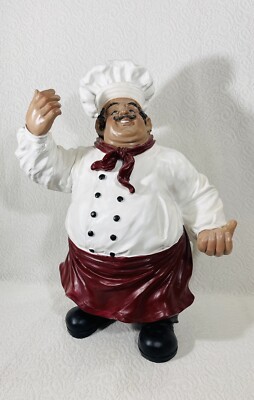 Italian Bistro Chef Figurine Statue Kitchen Restaurant Sign Holder Menu ...