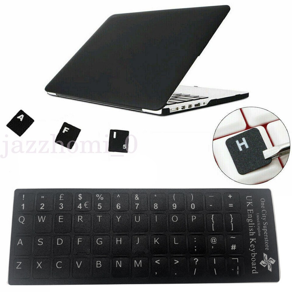 English UK BLACK Stickers with White Letters For laptop,PC,computer ...