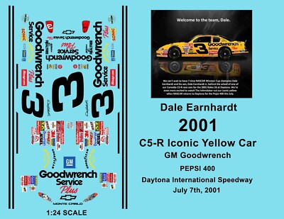 2001 #3 - 1:24 Scale Tribute Car Design - Dale #3 Decals - Daytona ...