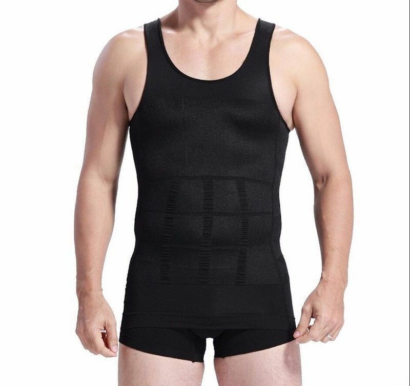 Mens Slimming Body Shaper Underwear Corset Compression Vest Singlet Dad ...