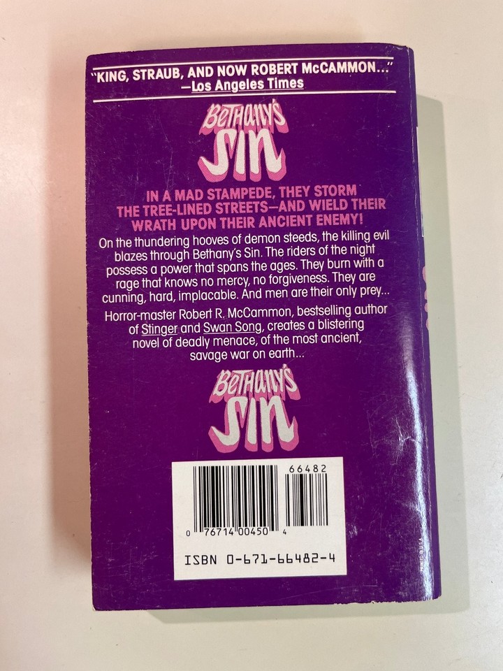Bethany's Sin, Robert R. McCammon, 1988 Pocket Books Paperback, First ...