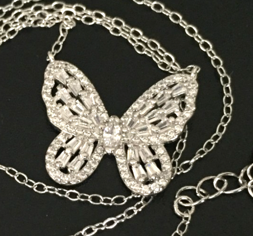 Vtg Necklace MARKED IBB CN 925 STERLING SILVER Chain Butterfly Pendant ...