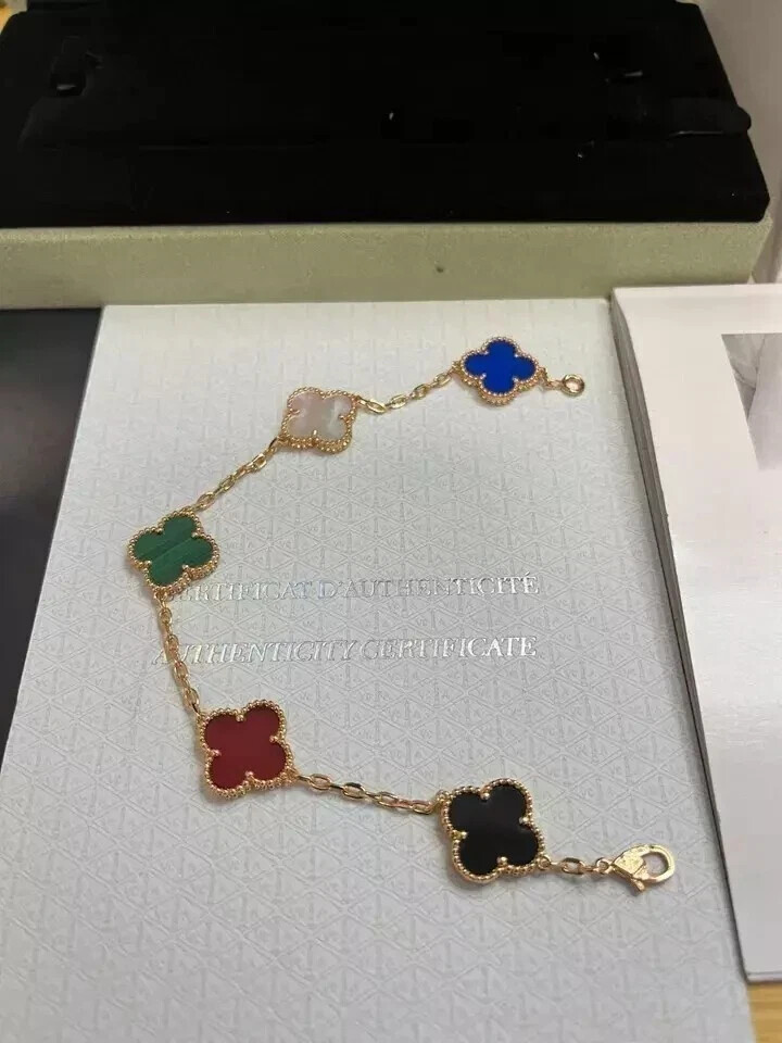 VCA Vintage Alhambra Clover 5 Motifs Mix Color 18k Gold Bracelet | eBay
