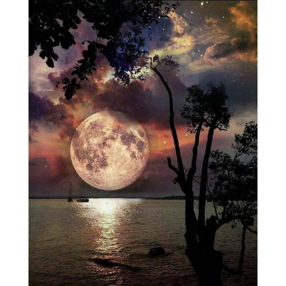 (DF3085) 5D Full Drill Diamond Painting Moon Scenery Pattern DIY Cross ...