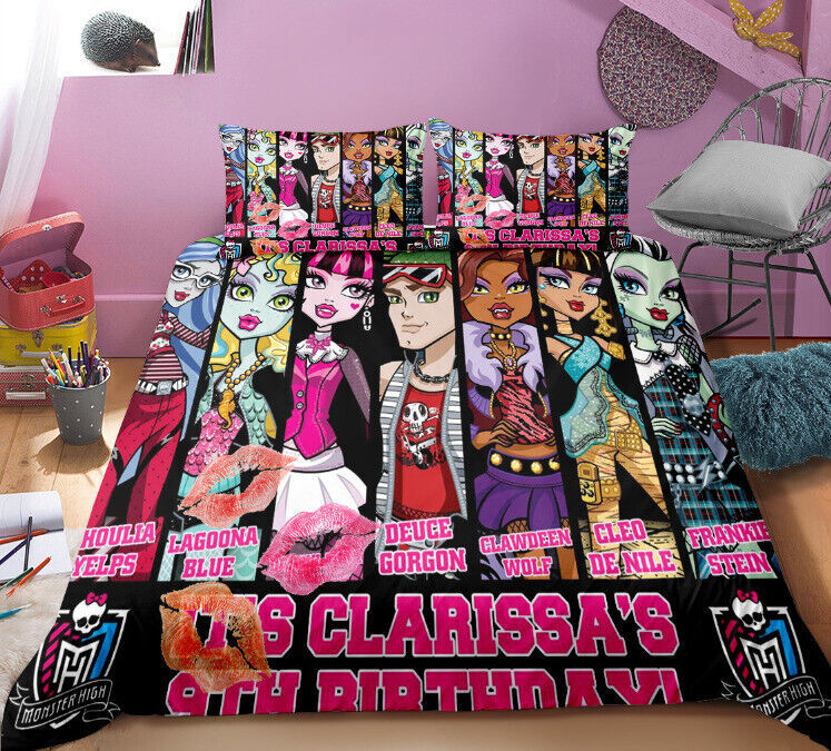 3D Monster High Bedding Set Quilt Duvet Cover Pillowcase Single Double ...
