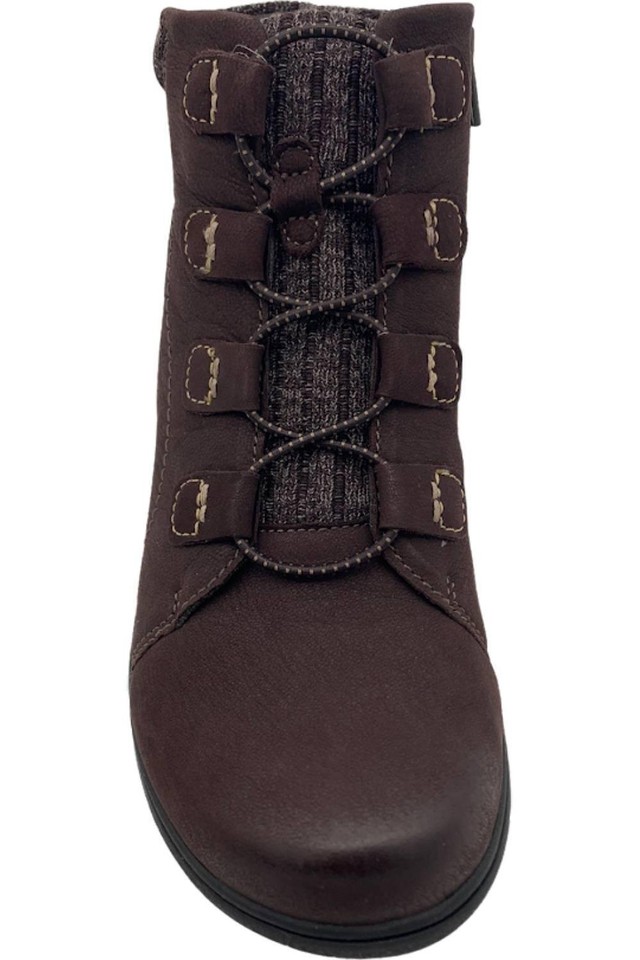 Clarks Collection Leather & Knit Ankle Boots Carleigh Jade Brown | eBay