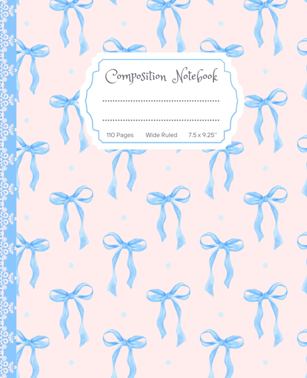 Super Cute Preppy Aesthetic Composition Notebook with Blue & Pink ...