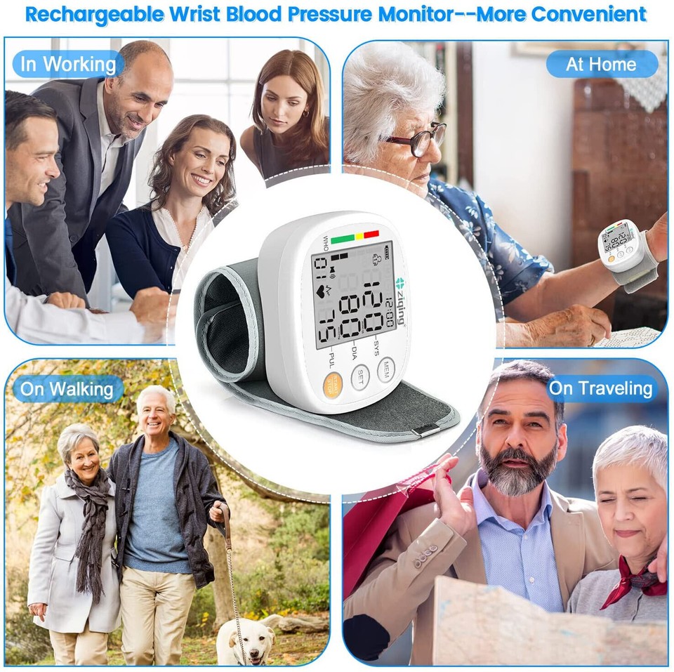 Digital Wrist Blood Pressure Monitor BP Cuff Accuracy Heart Rate ...