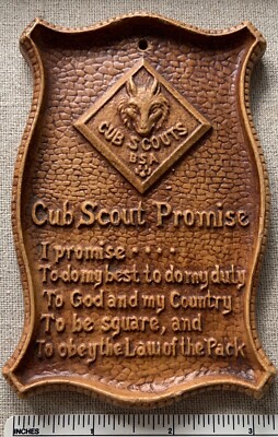 Vintage 1960s CUB SCOUT PROMISE Wall PLAQUE Cubs BSA Boy Scouts Camping ...