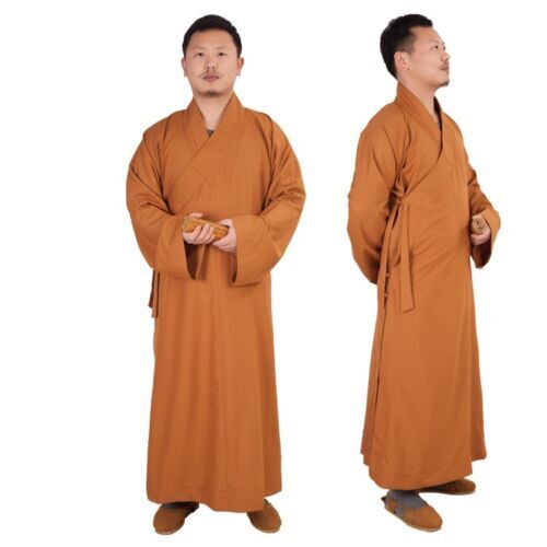 Men Women Cotton Buddhist Robe Frock Buddhism Long Meditation Clothing ...