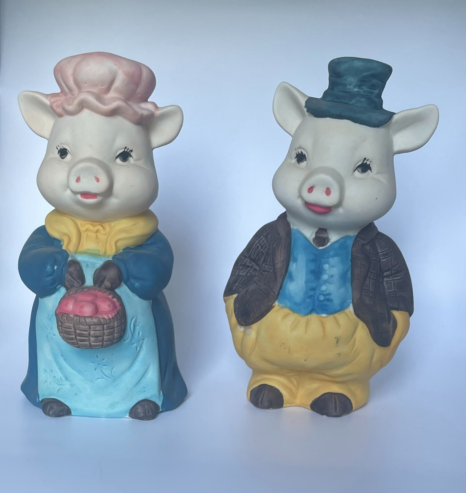 Ceramic Mom and Dad Pig Bells, pig bell collection, ceramic pig ...