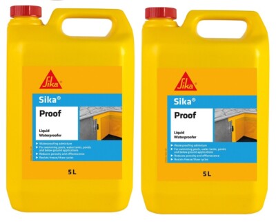 2 x Sika Proof Liquid Waterproofer Water Tanks Swimming Pools Admixture ...