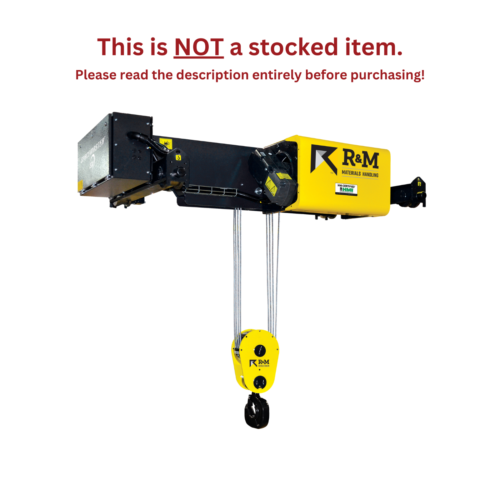R&M SX WIRE ROPE HOIST - 2 TON, 19'-8" LIFT, 20/3.3 FPM, DOUBLE GIRDER ...