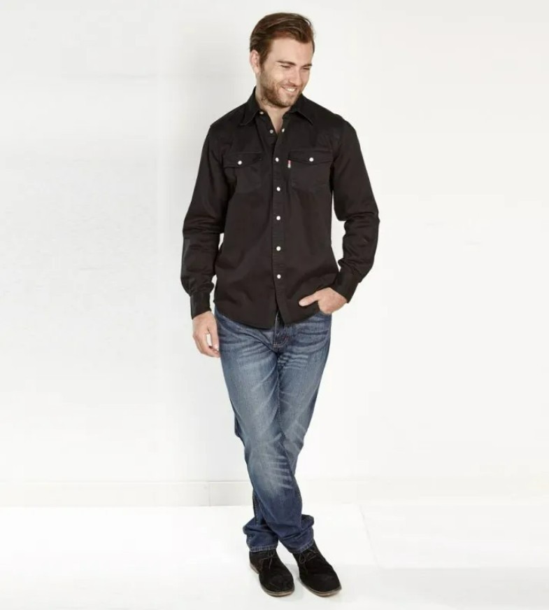 Duke Mens Denim Shirt Long Sleeves Button Up Casual Wear Collar S-8XL ...
