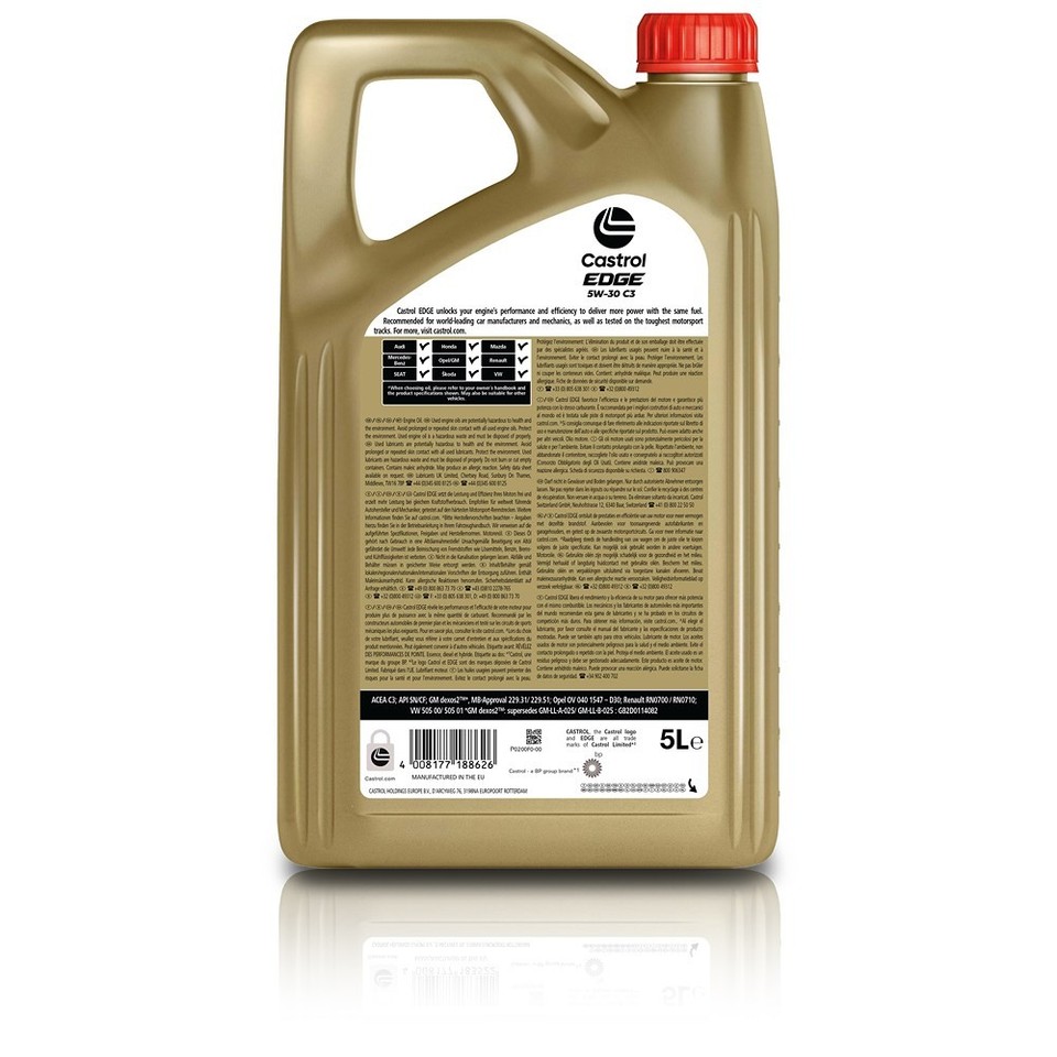 1L+5L=6L CASTROL EDGE FLUID TITANIUM 5W-30 C3 HUILE MOTEUR POUR VW ...