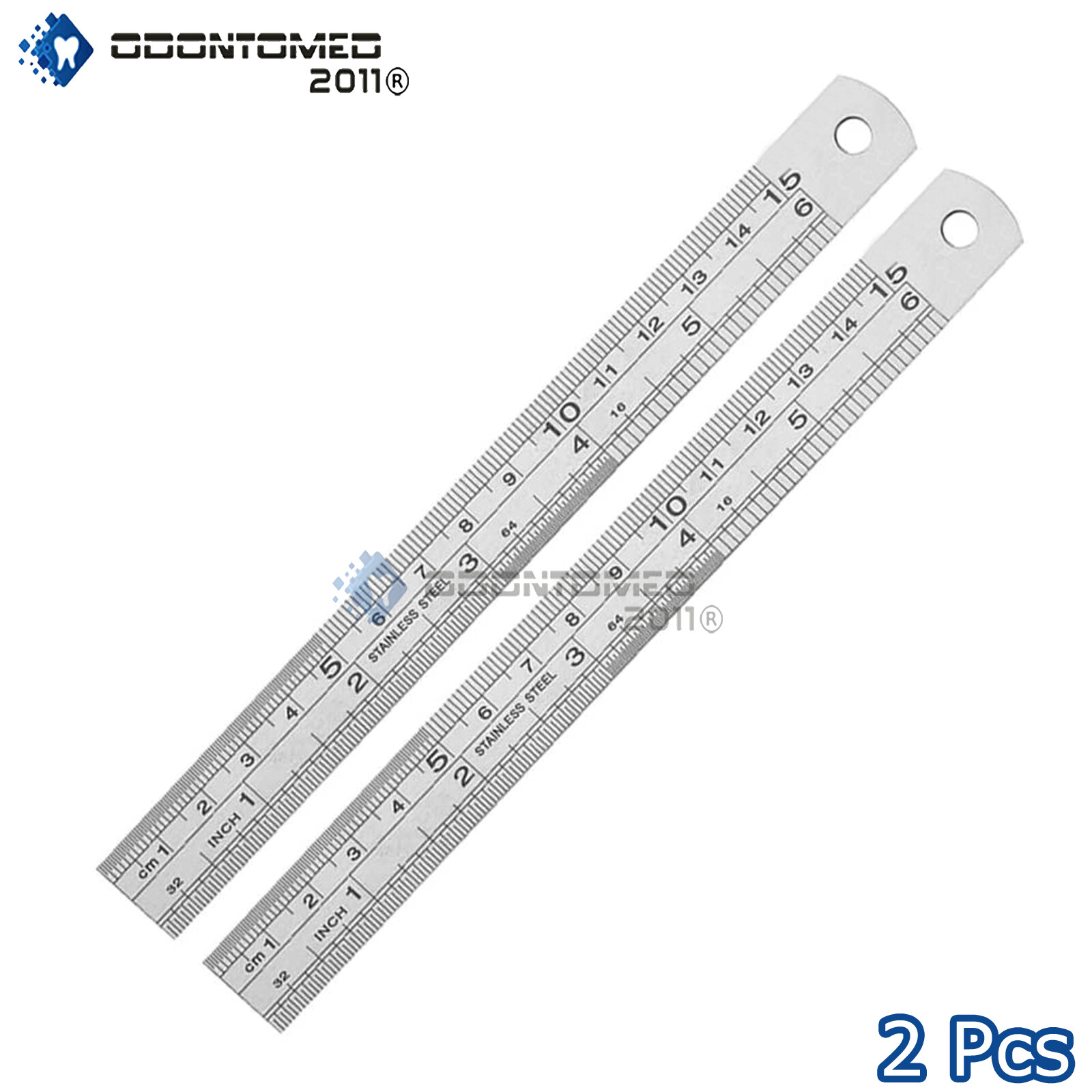 2pc 6" Pocket Metal Steel Measuring Ruler Scale Set Metric & SAE 1/2 ...