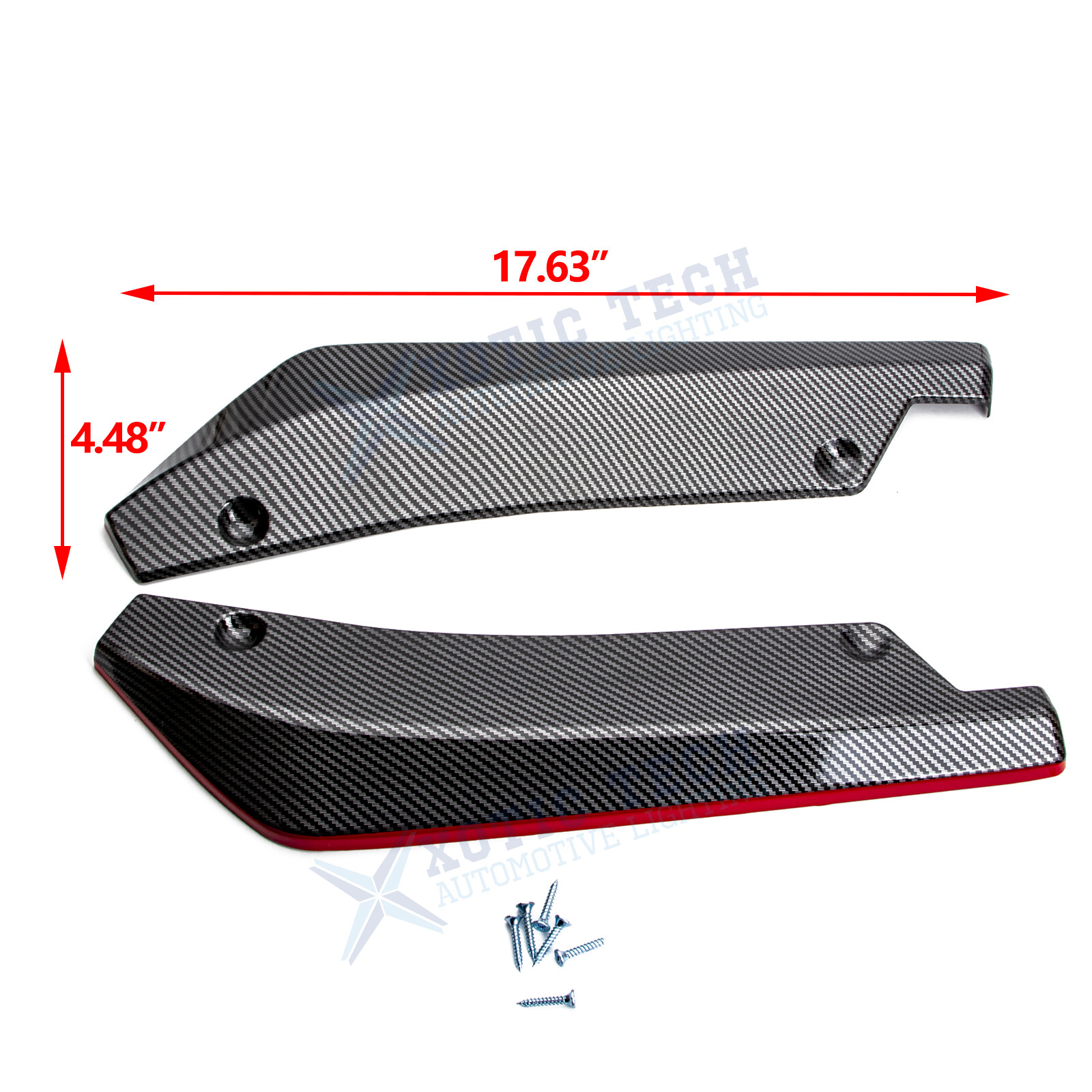 Carbon Fiber w/Red Racing Rear Bumper Canard Valence Lip For Subaru BRZ ...