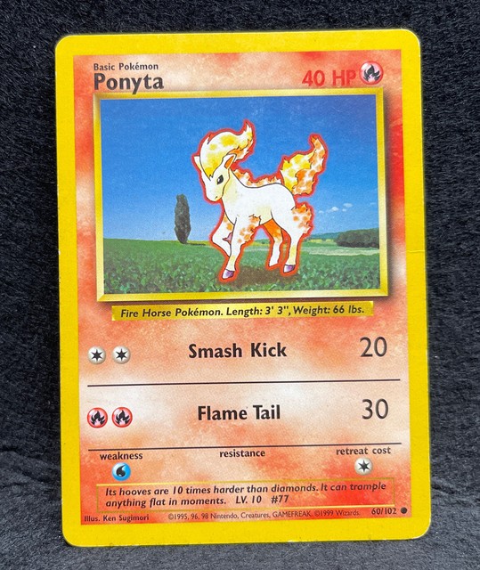 Pokémon TCG Ponyta Base Set 60/102 Regular Shadowless Common for sale ...