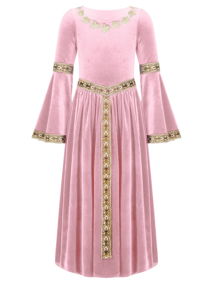 Kids Girls Costume Stage Robe Holiday Dresses Fairy Dress Up High Waist ...