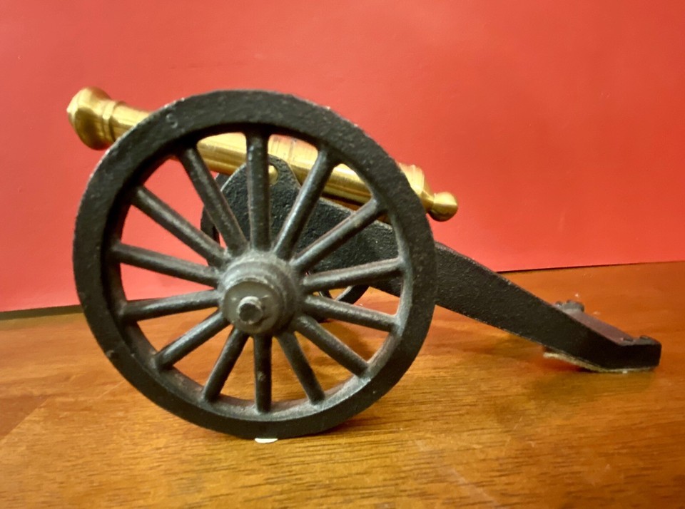 Vintage Antique Solid Brass and Cast Iron Miniature Cannon Construction ...