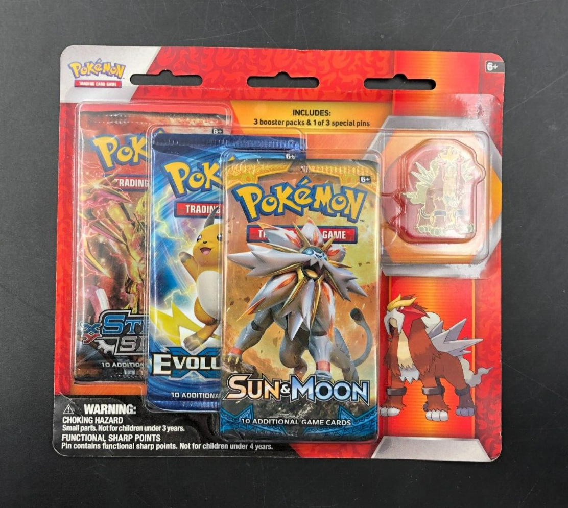 Pokemon TCG Collector's Pin Blister - 3 Booster Packs + 1 Special Entei ...