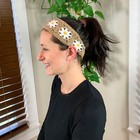 Solar Eclipse Floral Western Hand Knit Crochet Hair Headband in Beige ...