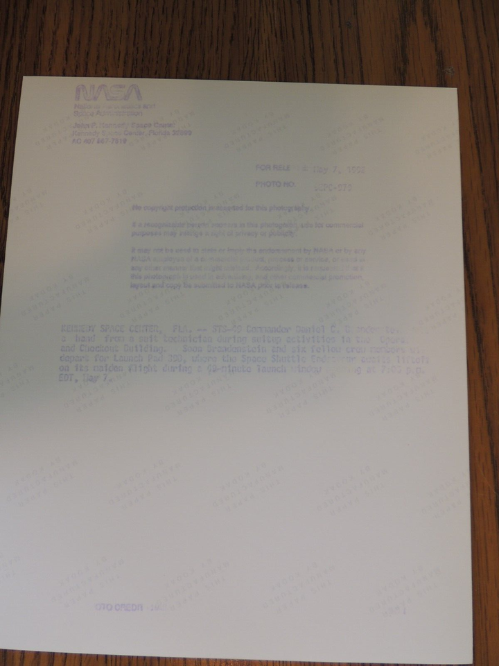 Official NASA Photo 92 Endeavor STS-49 Commander Daniel Brandenstein ...