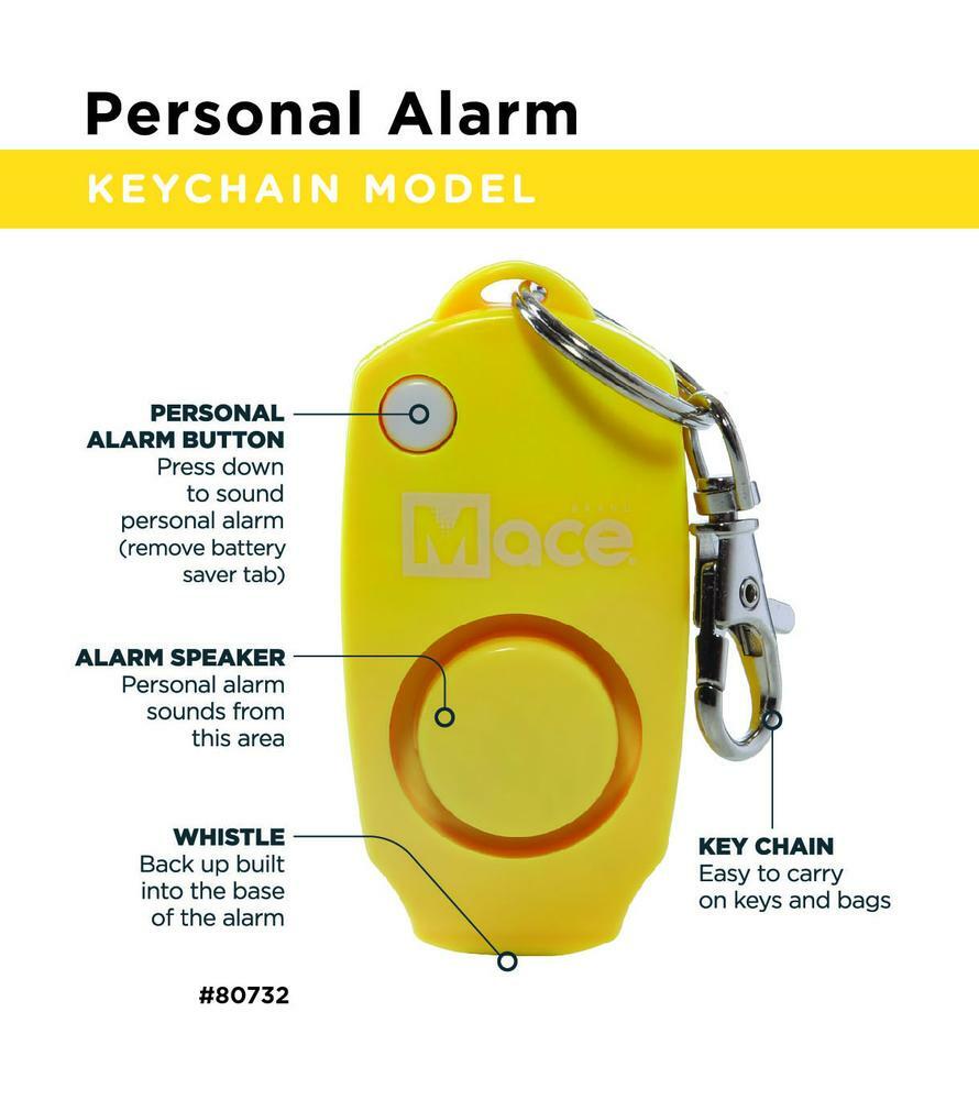 MACE Personal Alarm w/ Keychain- Neon Yellow- 80732 | eBay
