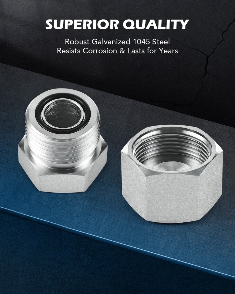 64 Piece ORFS O-Ring Plug and Cap Hydraulic Flat Face Seal Fittings ORS ...