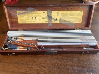 K&E Leroy Lettering Set Keuffel & Esser Drafting Kit Mahogany Wood Case ...