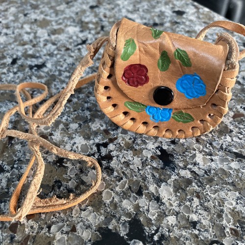 Mexican Mini Hand Crafted Leather Floral Child Purse DOLL SIZE VINTAGE ...