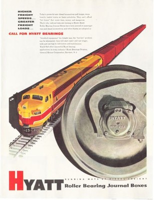 1953 Hyatt Roller Bearing Journal Boxes Railroad Locomotives PRINT AD ...