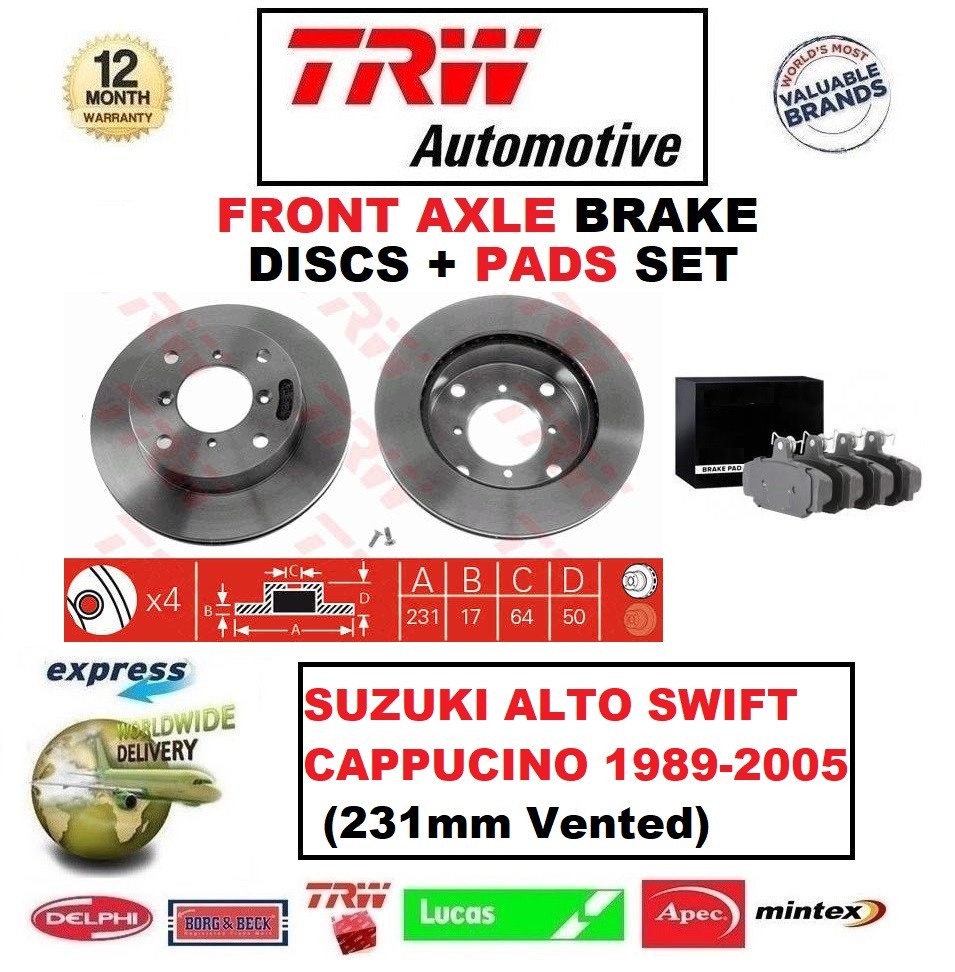 FOR SUZUKI ALTO CAPPUCINO SWIFT 1989-2005 FRONT AXLE BRAKE PADS + DISCS ...
