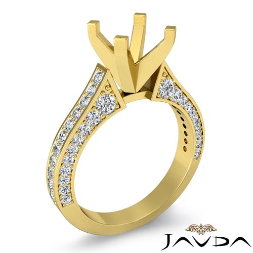 Round Semi Mount Side Stone Diamond Wedding Solitaire Ring 18k White ...