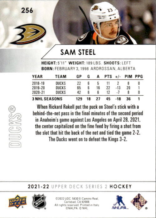 Sam Steel 2021 Upper Deck #256 Anaheim Ducks | eBay