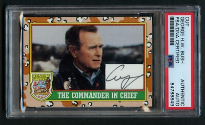 George H.W. Bush #1 signed autograph Custom Cut 1991 Topps Desert Storm ...